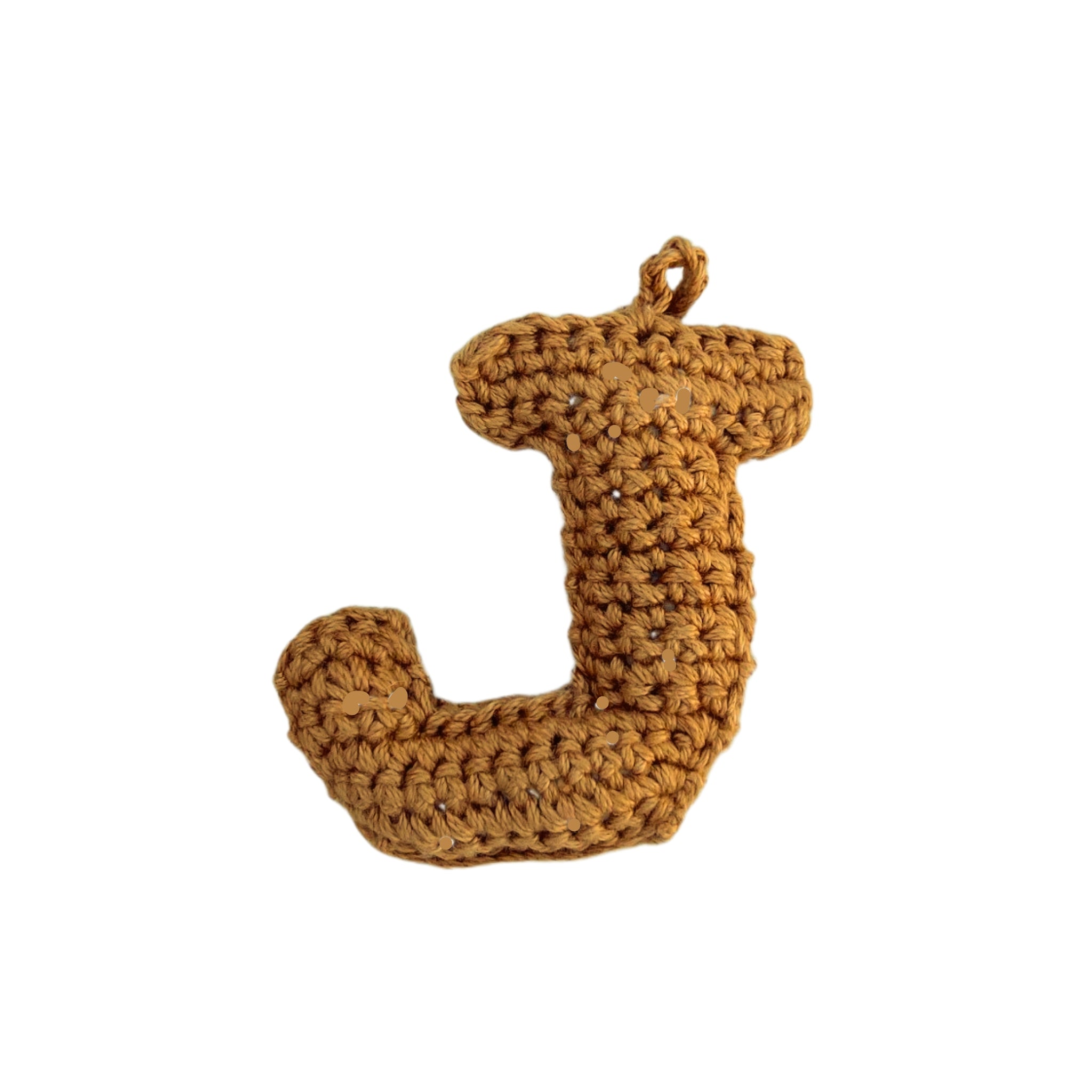 Handmade Crochet Alphabet Letters in Mustard | J | NEOCOCO