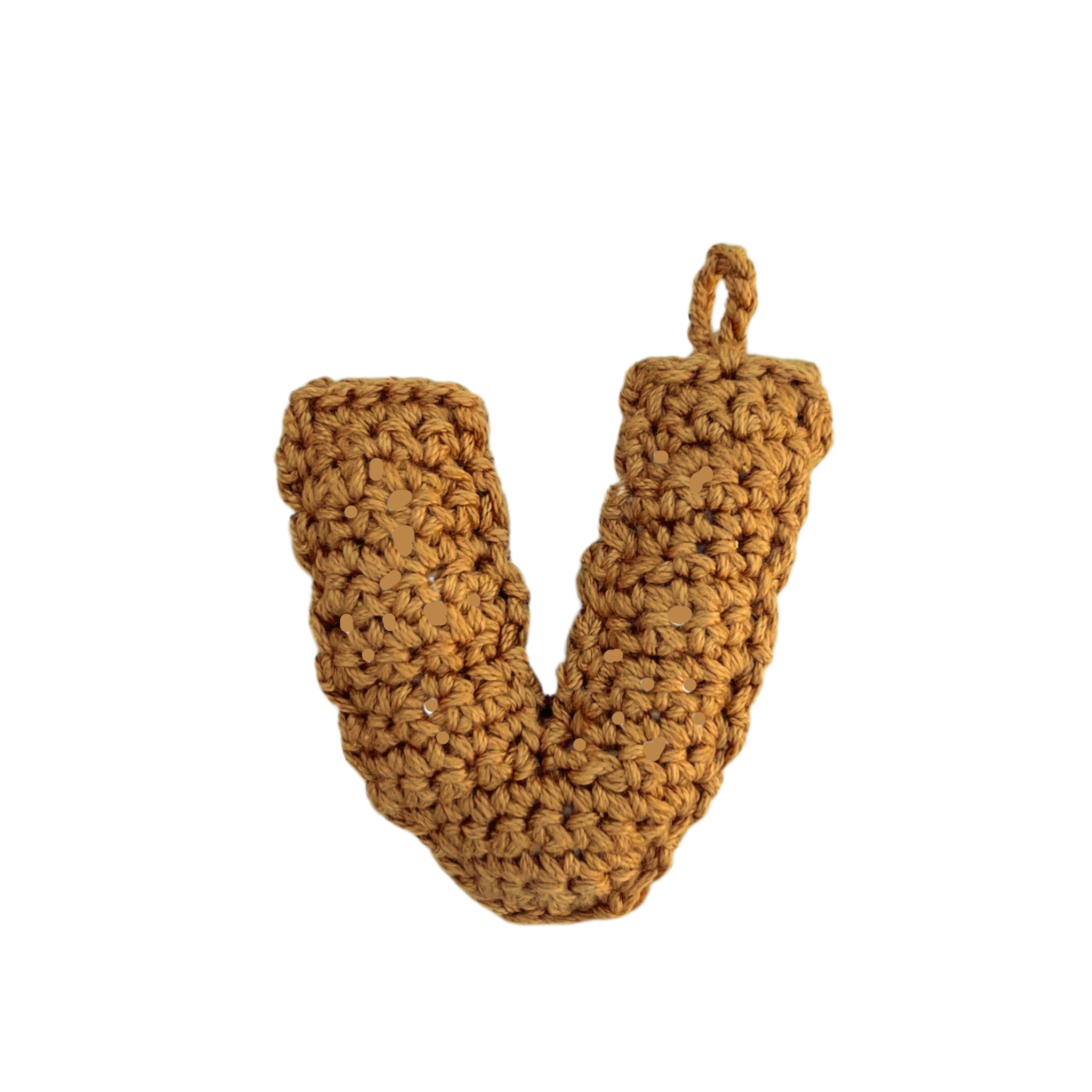 Handmade Crochet Alphabet Letters in Mustard | V | NEOCOCO