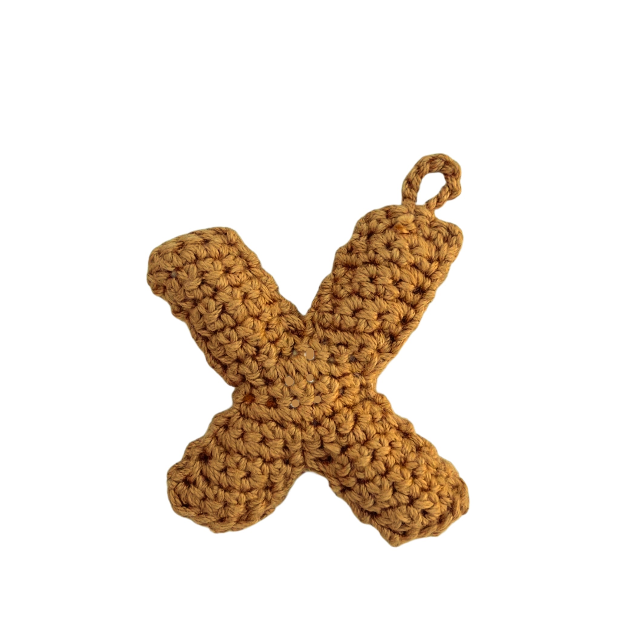 Handmade Crochet Alphabet Letters in Mustard | X | NEOCOCO